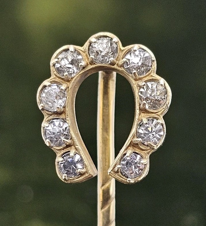 Antique Victorian Gold Filled Rhinestone Horseshoe Tie Stick Pin | eBay