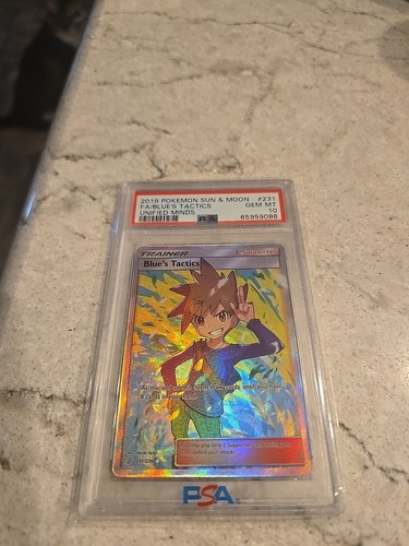 PSA 10 Gem Mint 2019 Pokemon Sun Moon Unified Minds 231 Full Art Blue's ...