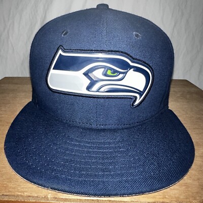 Seattle Seahawks New ERA All Blue 3D Seahawk Logo Fitted Hat. Size: 7 3 ...