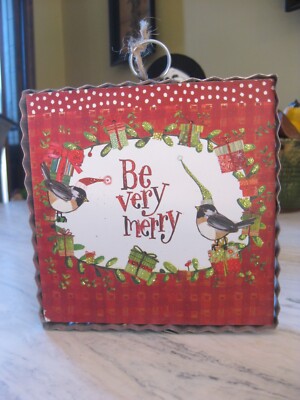 NWT The Round Top Collection Metal Art Mini Gallery Be Very Merry 6x6x1 ...