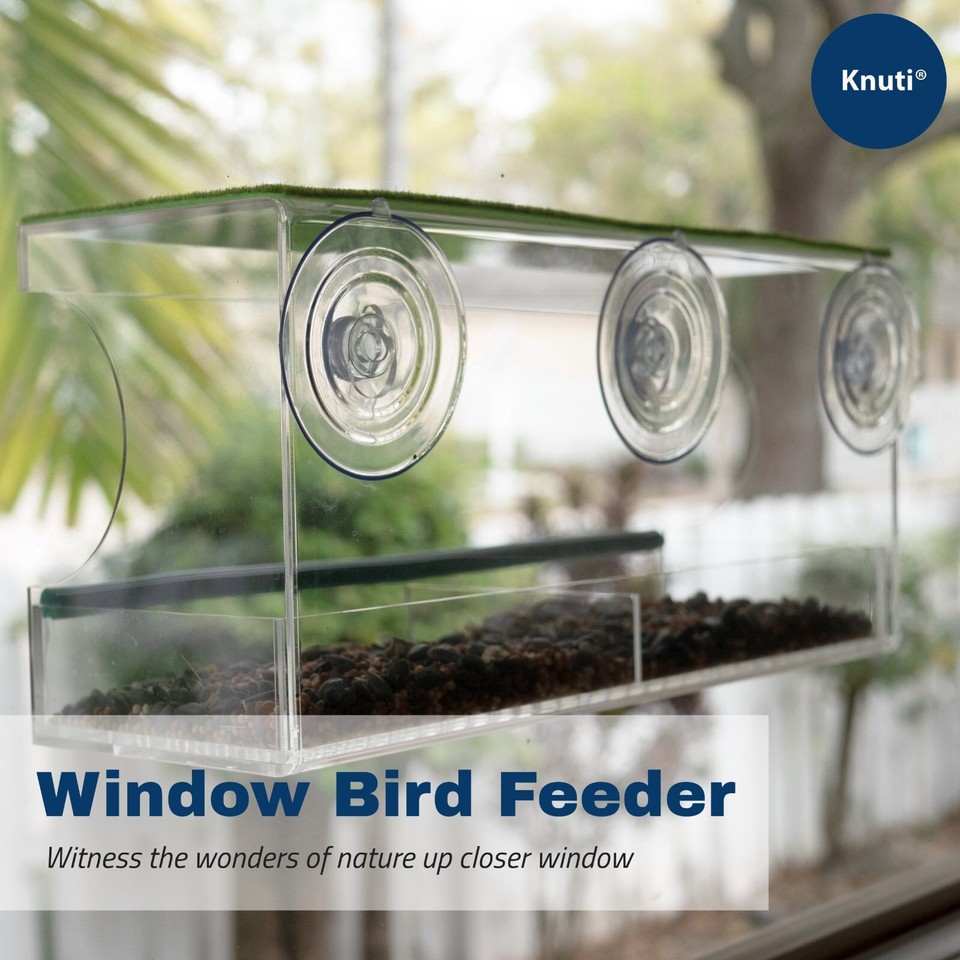 KNUTI Window Bird Feeder Weatherproof Clear Bird House with Strong ...