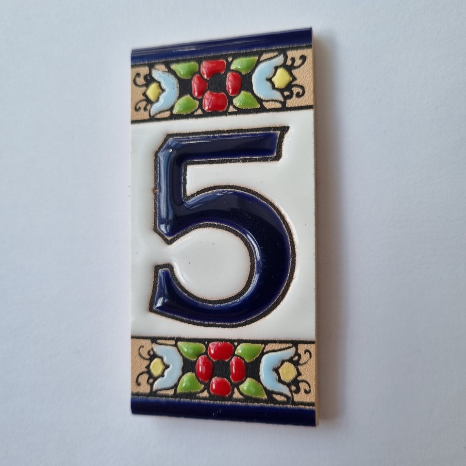 Hand-painted Ceramic Cherry Number Tiles 7.5 x 3.5 cm with Optional ...
