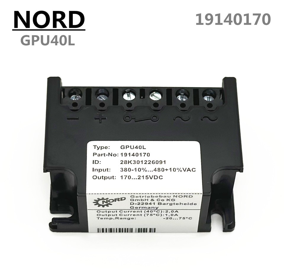 NORD GPU40L brake rectifier 19140170 380-10%...480+10%VAC 170...215VDC ...