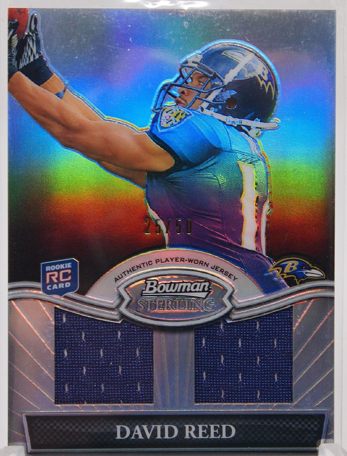 2010 Bowman Sterling Football David Reed Dual ROOKIE JERSEY RAVENS 25/ ...