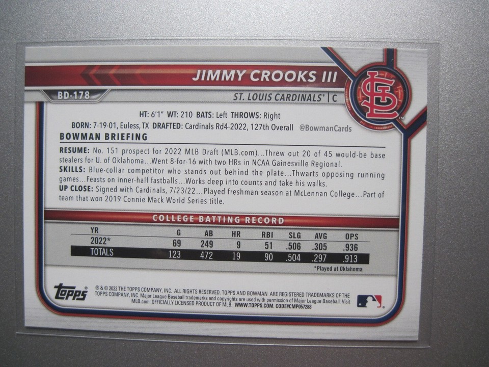 2022 BOWMAN DRAFT 1ST CARD JIMMY CROOKS III #BD-178 | eBay