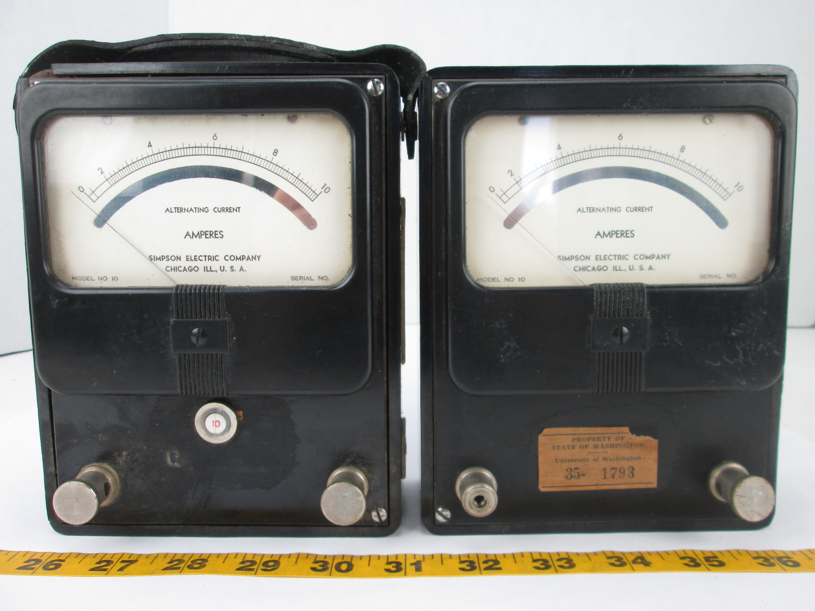 Vintage Lot Of Alternating Ammeters Amperes Model 10 Simpson Elecrtic ...