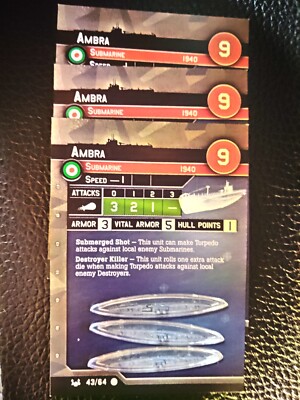 x3 REAL Axis & Allies War at Sea Italy RM Ambra Submarine Base Set 43/ ...