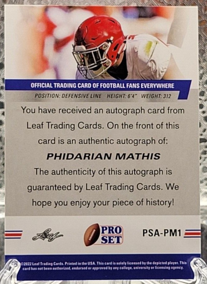 Phidarian Mathis 2022 Leaf Pro Set RC Auto #PSA-PM1 - Commanders | eBay