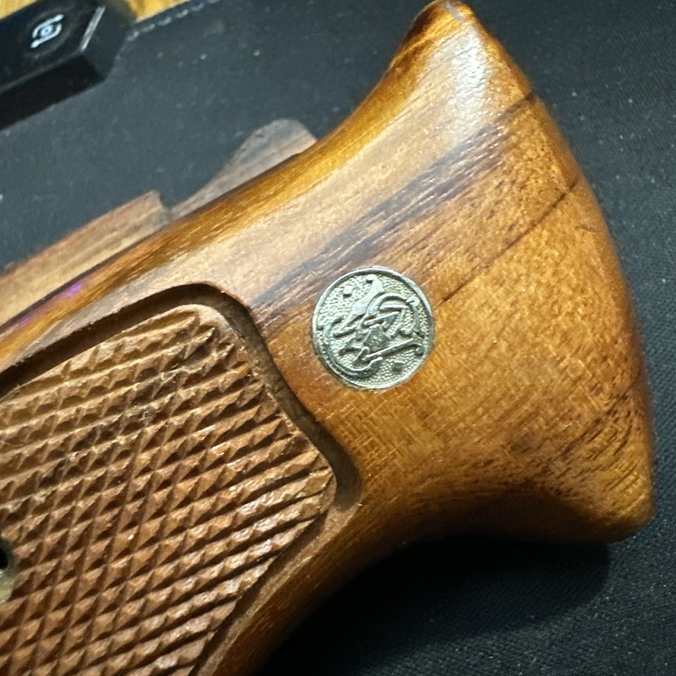Vintage Smith & Wesson Target Stocks Grips N Frame Square Butt Silver ...