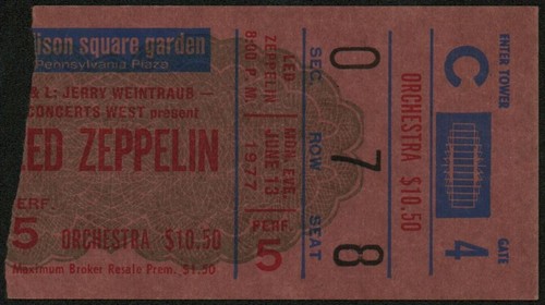 LED ZEPPELIN-John Bonham-1977 Concert Ticket Stub-New York-Madison ...
