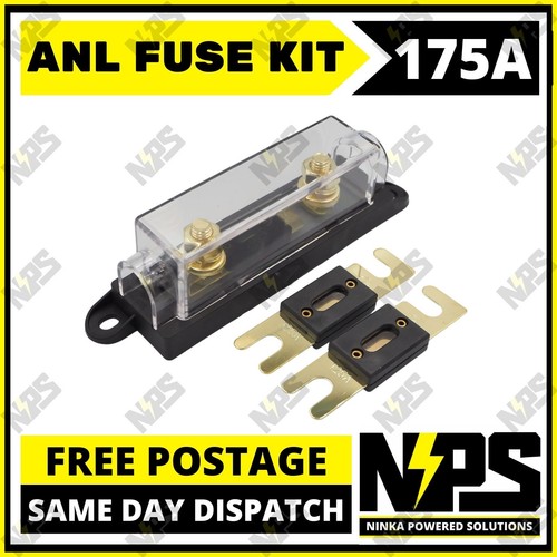 ANL FUSE KIT 1 x Inline Holder 2 x 175A Fuses Heavy Duty Gold Plated ...
