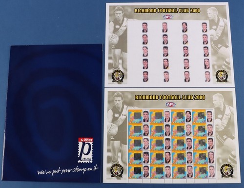 AUSTRALIA 2000 Richmond AFL Club $9 SES players tabs + imperf proof ...