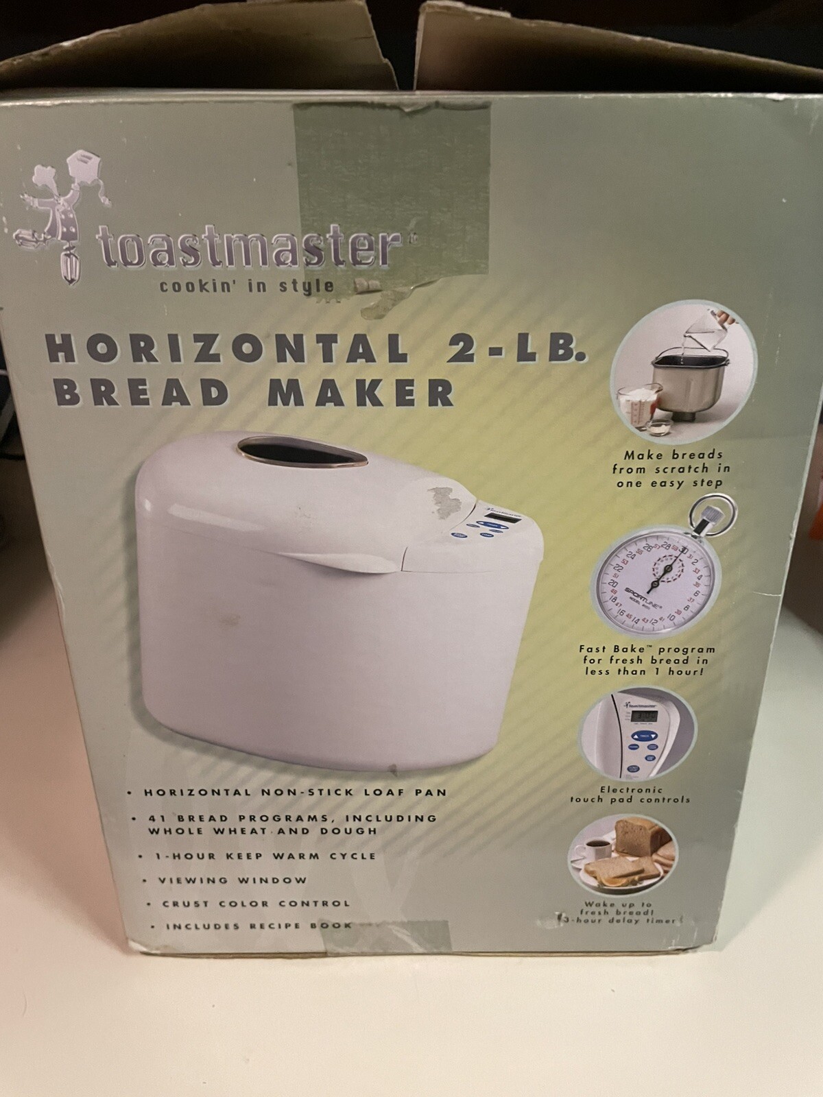 Automatic Toastmaster 2lb Bread Maker Box TBR2 T Horizontal, Tested ...