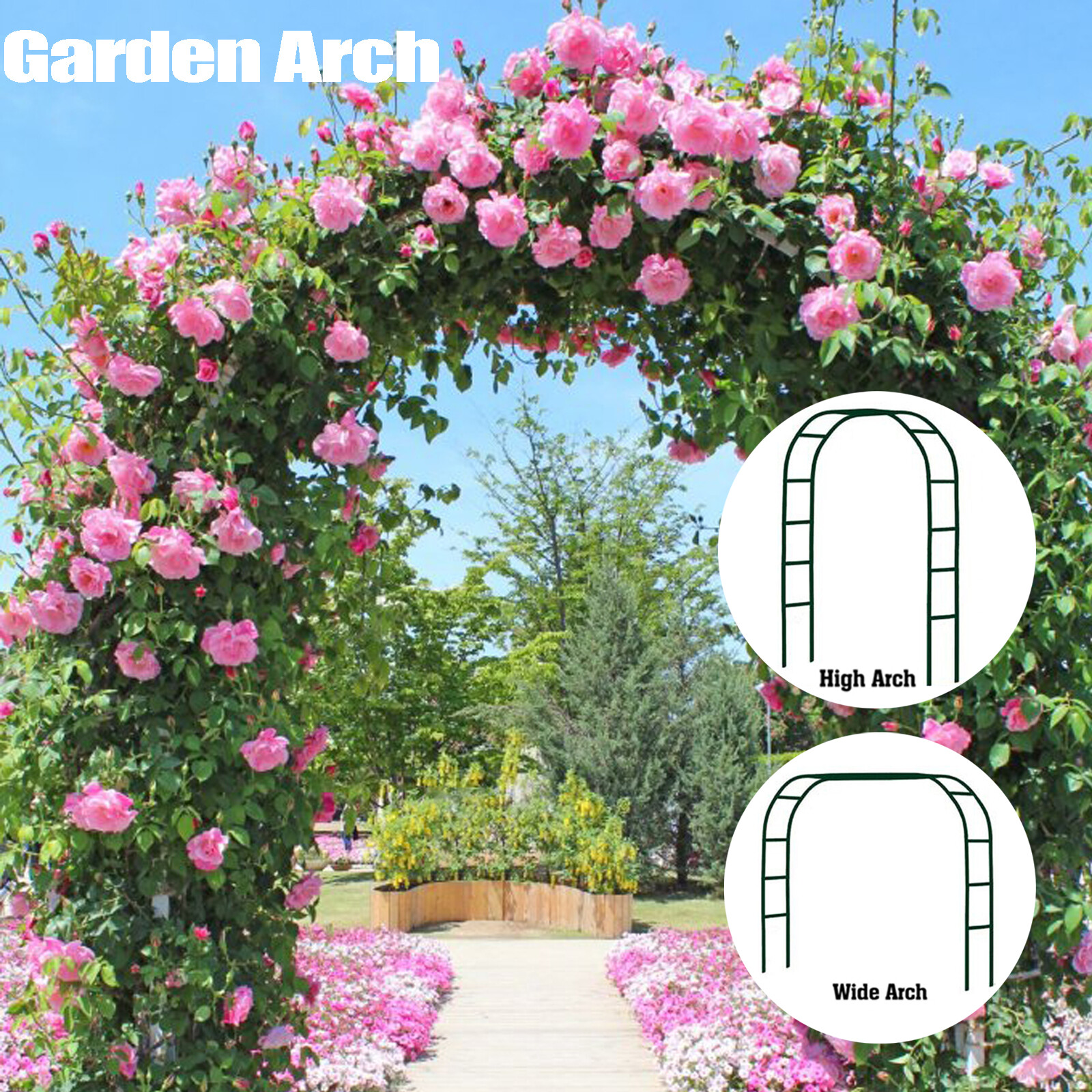 Heavy Duty Metal Garden Arch Rose Climbing Plants Arbour Pergola ...