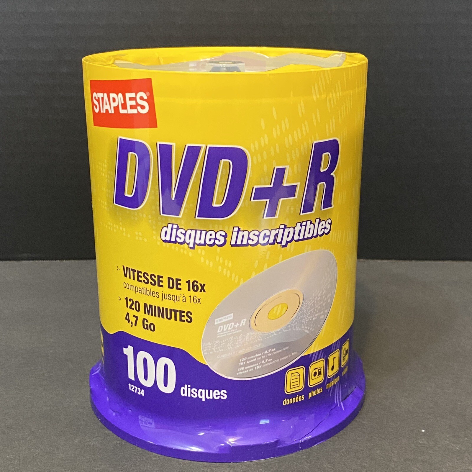 Staples DVD R Recordable Discs 100 Discs 16x 120 Minutes 4.7gb for sale ...