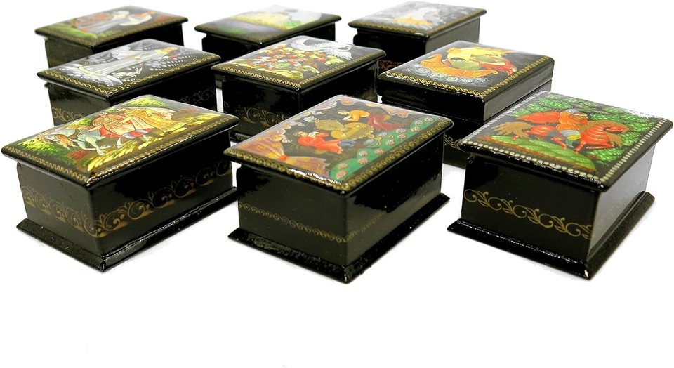 Miniature Handmade Russian Lacquer Keepsake Jewelry Box Trinket Fairy ...