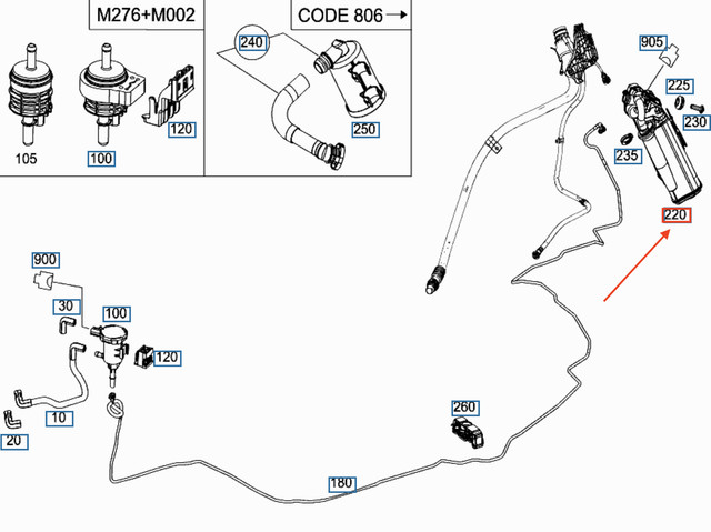 MERCEDES Gl550 Fuel Gas Vapor Charcoal Canister Evaporation 2016 ...