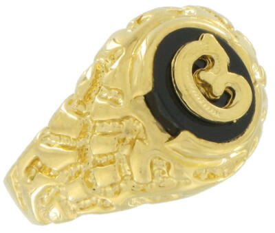 Black Onyx Initial "C" Signet Gold Tone Mens Ring USA Made Sz 11 | eBay