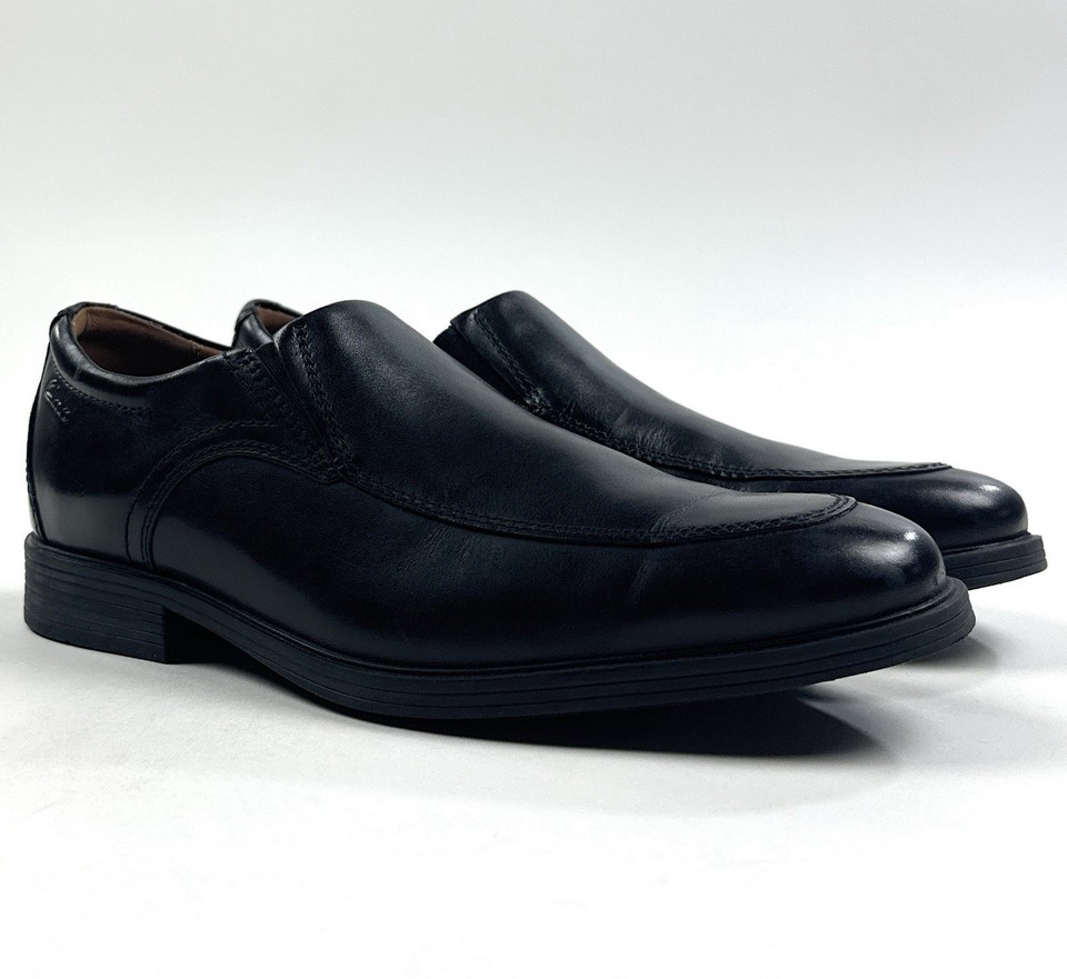 Clarks Whiddon Step Leather Mens 7 Black Dress Shoes Slip On Loafers ...