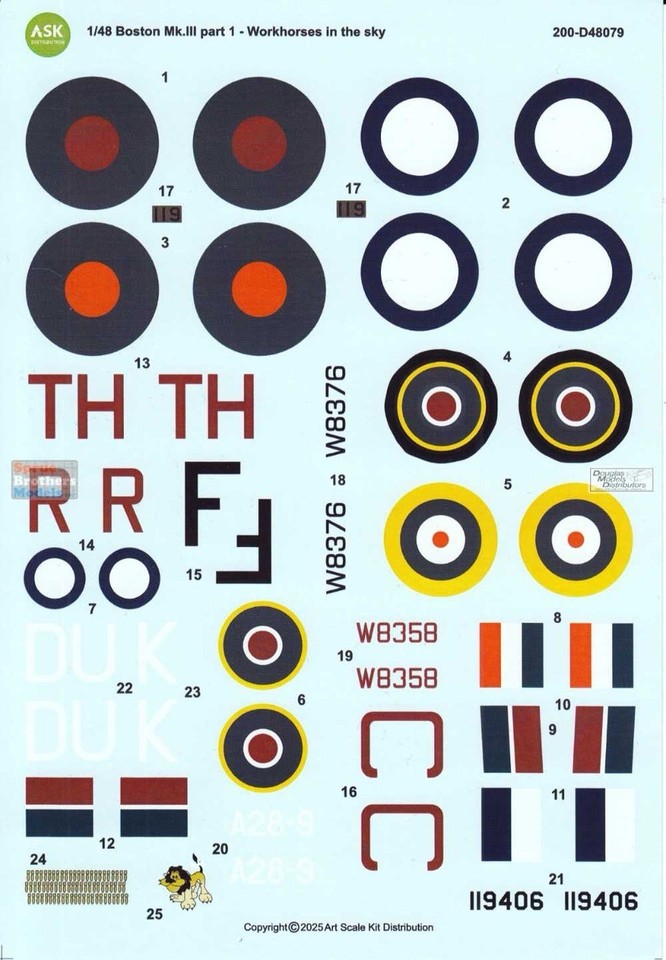 1/48 ASK Decals #D48079 Douglas Boston Mk.III PT.1 | eBay