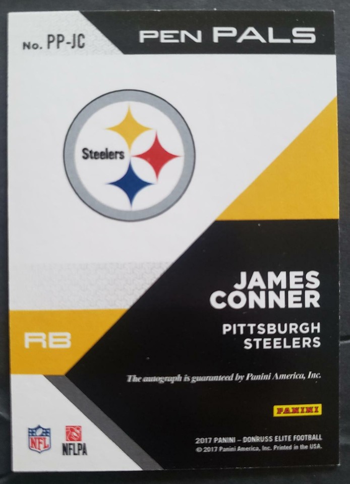 2017 PANINI ELITE JAMES CONNER PEN PALS NFL DRAFT SP ROOKIE CARD AUTO ...