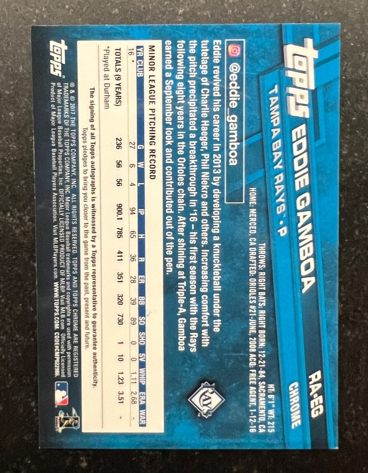 2017 Topps Chrome Rookie Autograph Eddie Gamboa | eBay