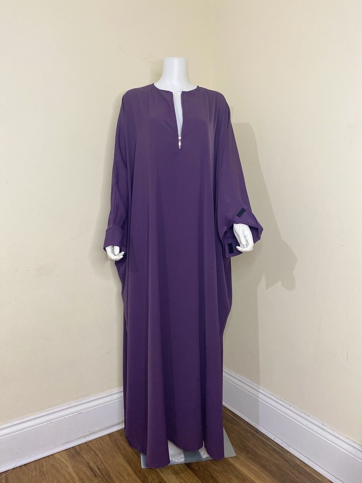 Bisht Abaya with hook and loop cuffs and front zipper. Nida fabric | eBay