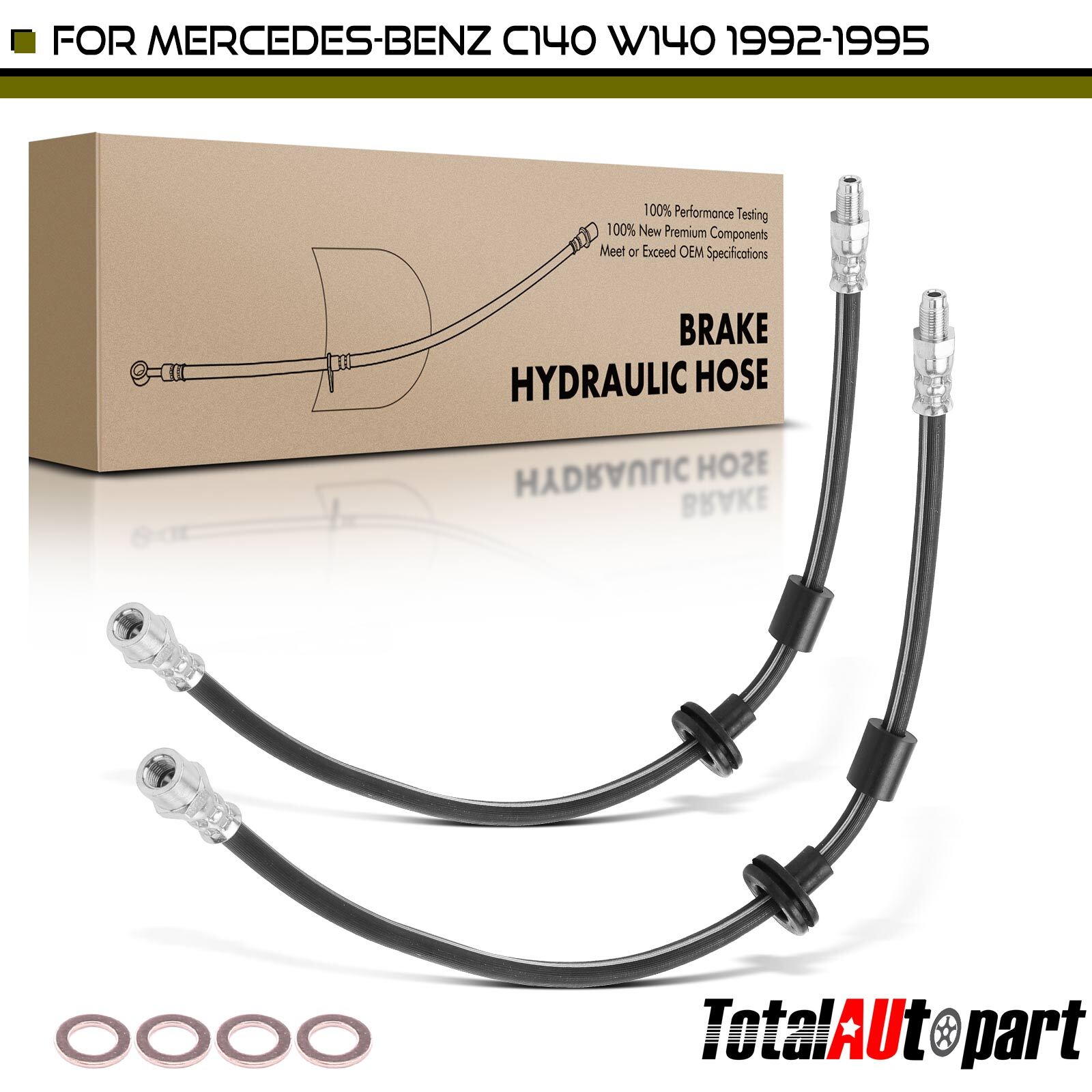 2x Brake Hydraulic Hose for Mercedes-Benz C140 S500 S600 W140 Front ...