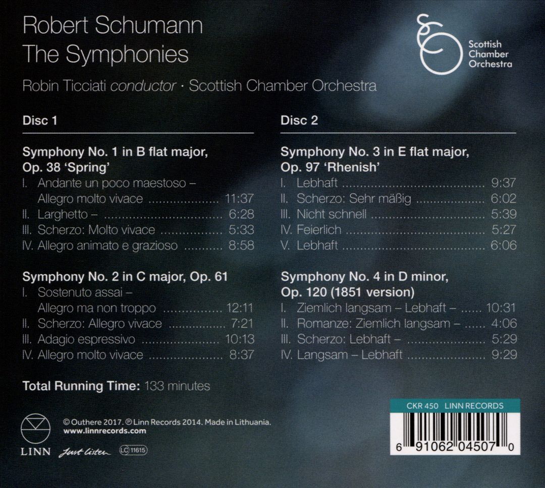 ROBIN TICCIATI / SCOTTISH CHAMBER ORCHESTRA ROBERT SCHUMANN: THE ...