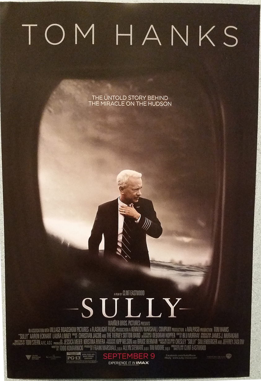 SULLY movie POSTER 17x11.5 Tom Hanks Clint Eastwood Eckhart Oscar ...