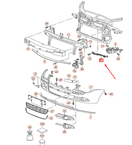 Volkswagen EOS Front Bumper Left Guide Profile 1Q0807889 | eBay