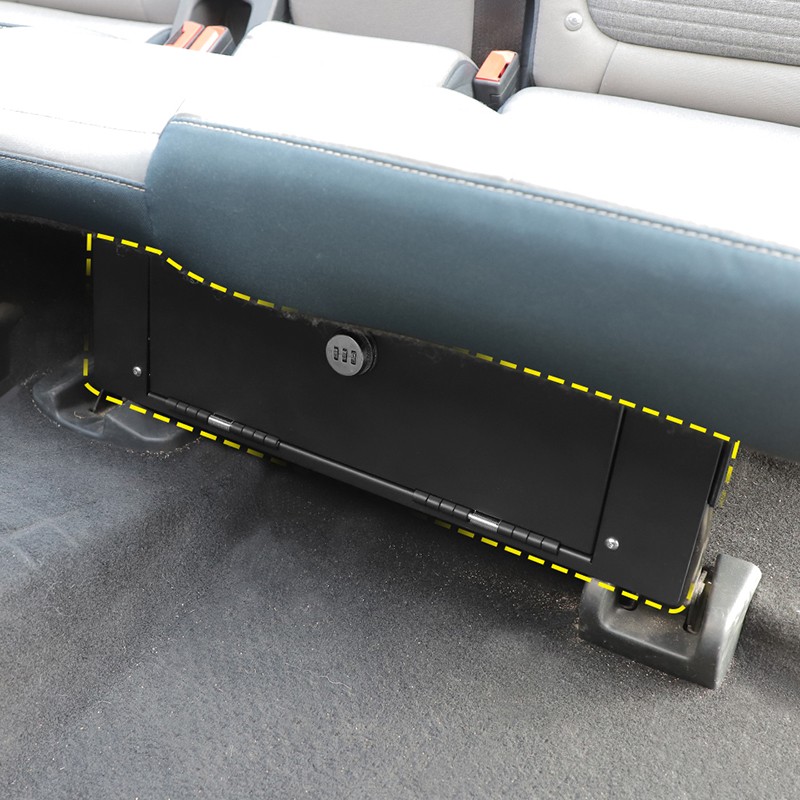 Rear Under SEAT Consol Safe Black Gun Box Organizer For Ford Bronco 4 ...