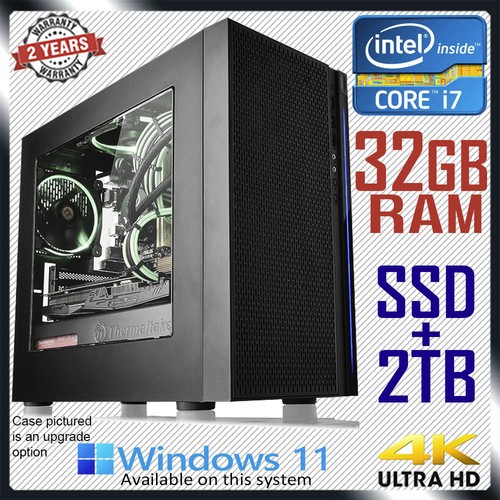 Intel Core i7 Gaming PC 32GB RAM Computer SSD + 2TB Home Office Desktop ...