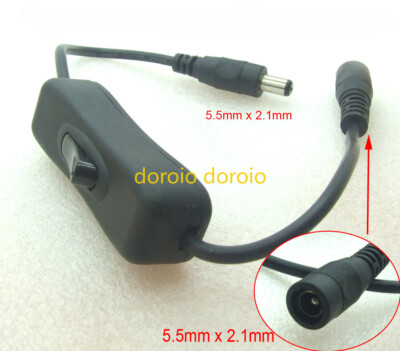 20PCS DC/AC 12V Inline DC Power Switch Extension Cable 5.5mm x 2.1mm ...