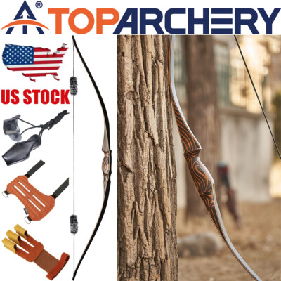 20-70lb Handmade Wooden Longbow Traditional Archery Recurve Bow Hunting ...