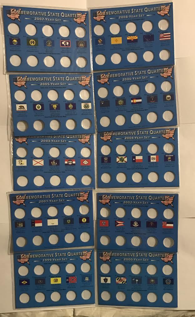 COLORFUL STATE FLAG & STATEHOOD QUARTER DISPLAY, 10 HOLE P & D COIN ...