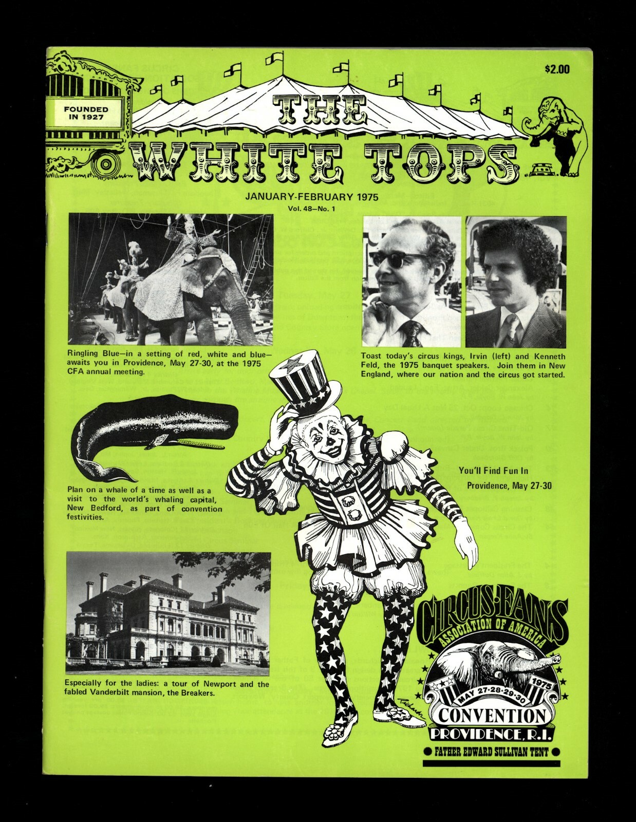 White Tops Circus Magazine 1975 Jan-Feb Circus Fans of America ...