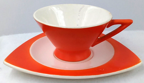 Salem Streamline Tricorne Cup and Saucer Orange White Art Deco USA ...