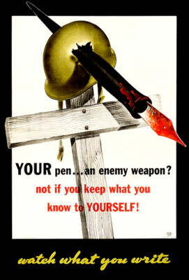 Watch What You Write - Pen - 1942 - World War II - Propaganda Poster | eBay
