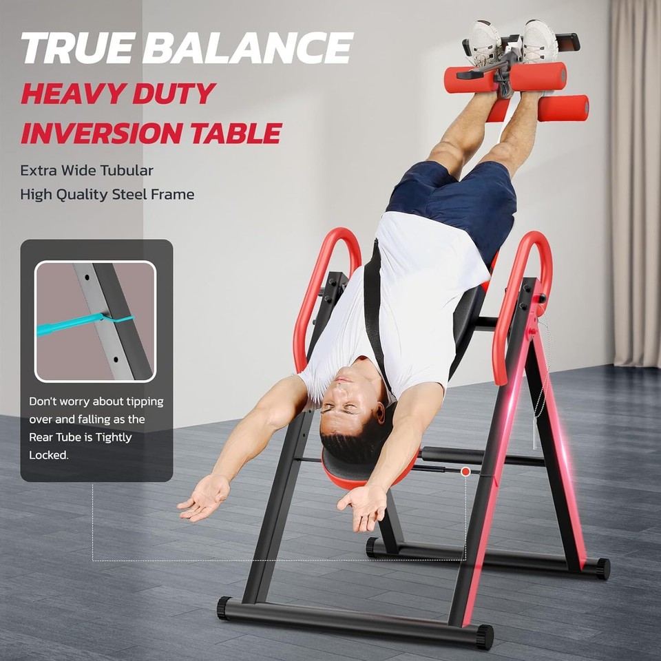 300lbs Heavy Duty Gravity Inversion Table Back Therapy Fitness Inverter ...