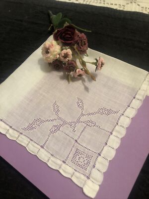 White Hanky 12” X 12” VTG WEDDING LINEN Sweet | eBay