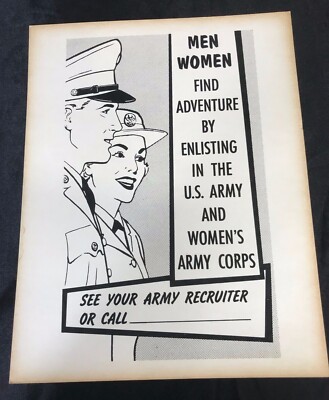 Vintage Original US Army & Women's Army Corps Recruiting Poster | eBay
