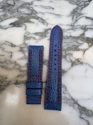 Authentic Aaron Bespoke Blue Stingray/Shark Leather Watch Strap 21x18mm ...