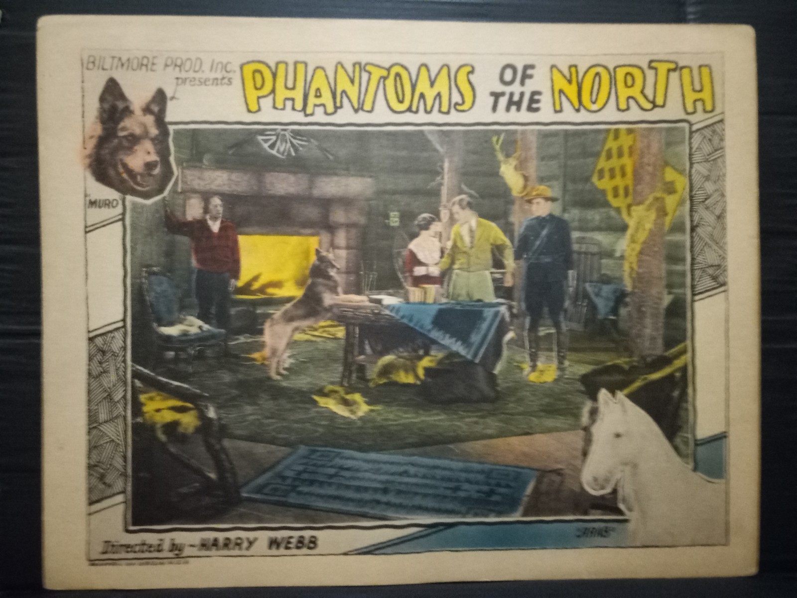 Lobby Card 1929 PHANTOMS OF THE NORTH D Keith E Roberts Milo Police Dog ...