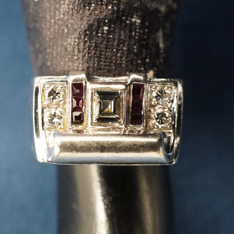 Platinum Diamond Ruby Scroll Ring - Free Shipping USA | eBay