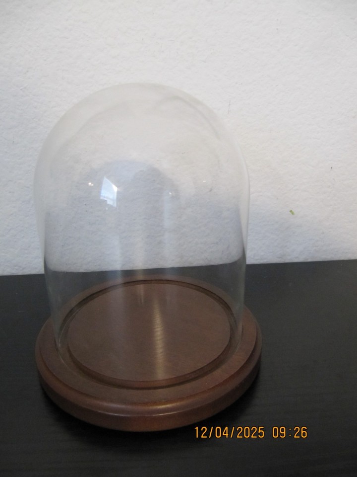 6.1"x5.9" Clear Cloche Glass Dome Glass Bell Jar Display with Wooden ...