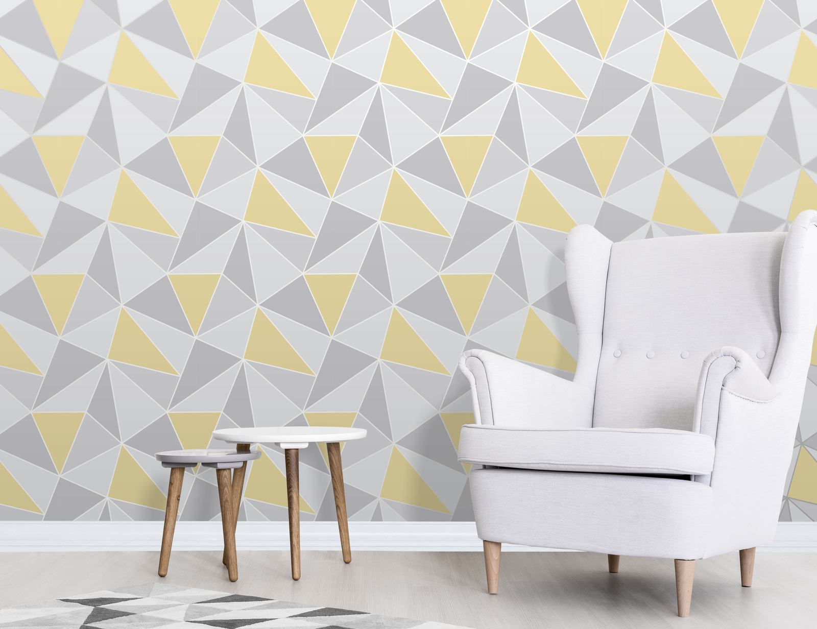 Grey Yellow Geometric Wallpaper 3D Apex Triangle Modern Futuristic Fine ...
