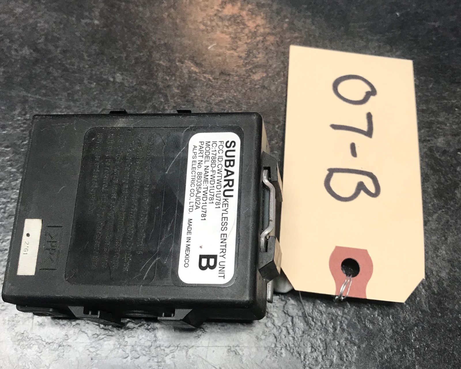 2011-14 SUBARU LEGACY KEYLESS ENTRY UNIT OEM P/N 88035AJ02A (07-B) | eBay