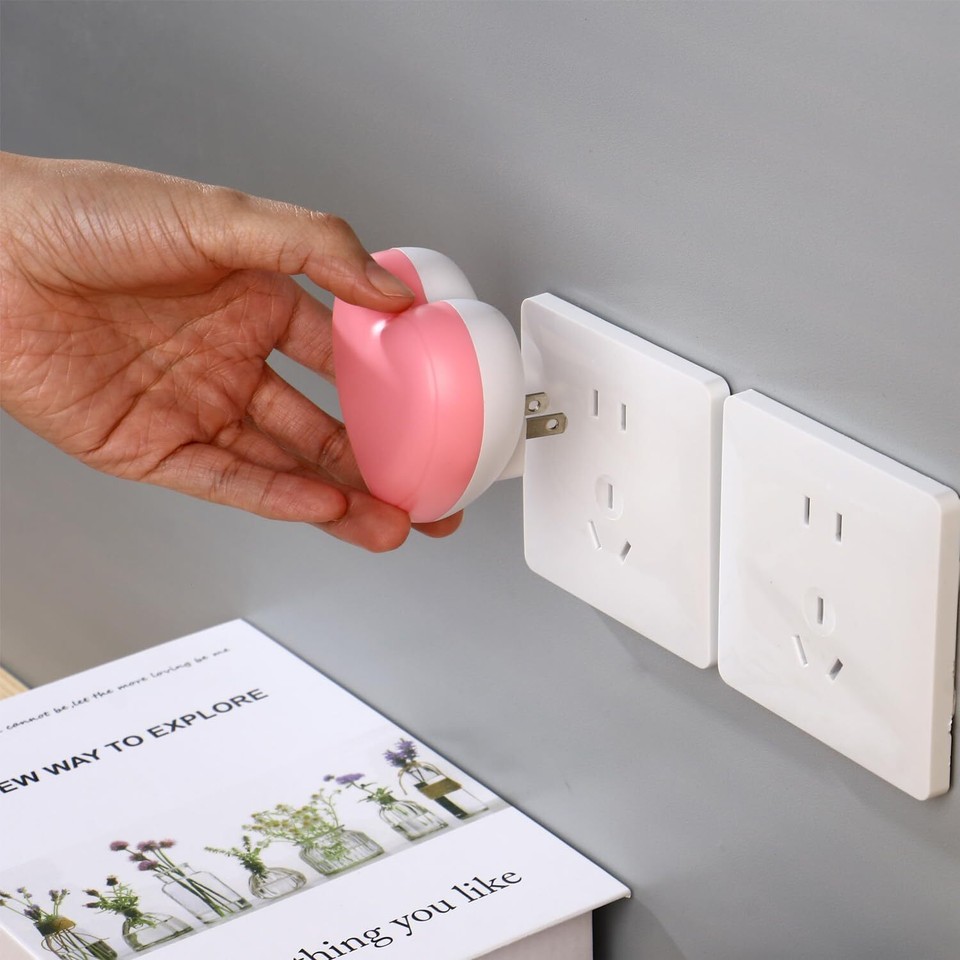 Heart Night Light Plug-In Auto Sensor INZU LED Nursery Use Pink | eBay