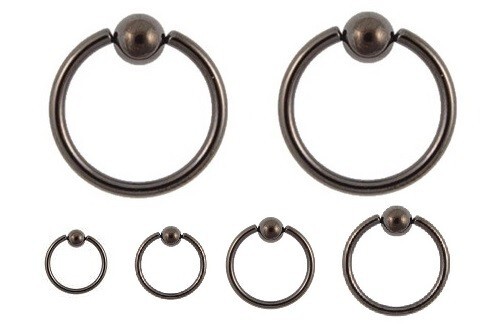 138pc lot 14g Mixed Diameters Black Titanium Captive Hoops Bead Rings ...